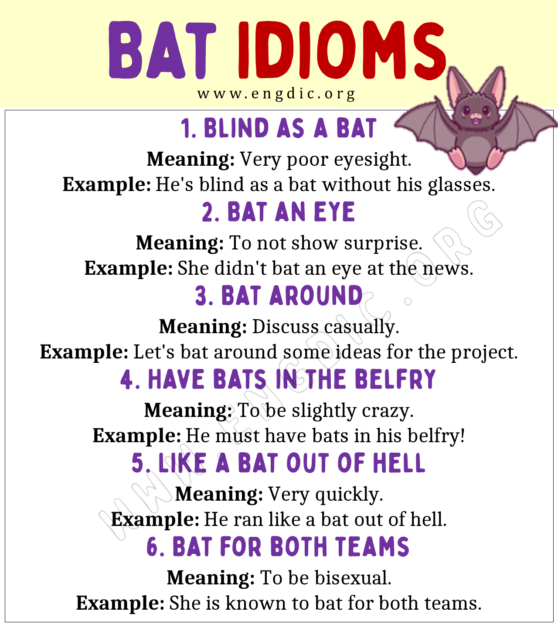 Bat Idioms (With Meaning and Examples) - EngDic