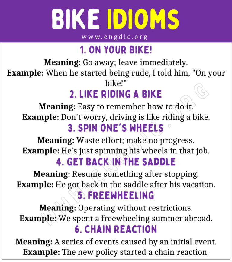Bike Idioms (With Meaning and Examples) - EngDic