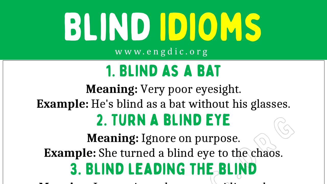 Blind Idioms (With Meaning and Examples) - EngDic