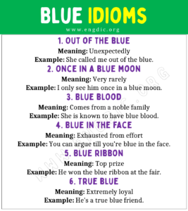 Blue Idioms (With Meaning and Examples) - EngDic