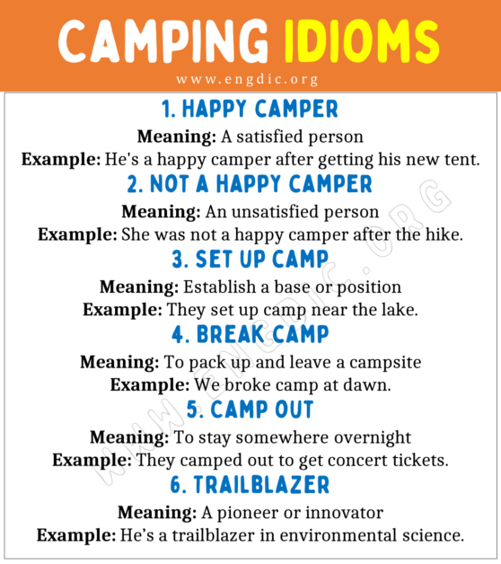 Camping Idioms (With Meaning and Examples) - EngDic