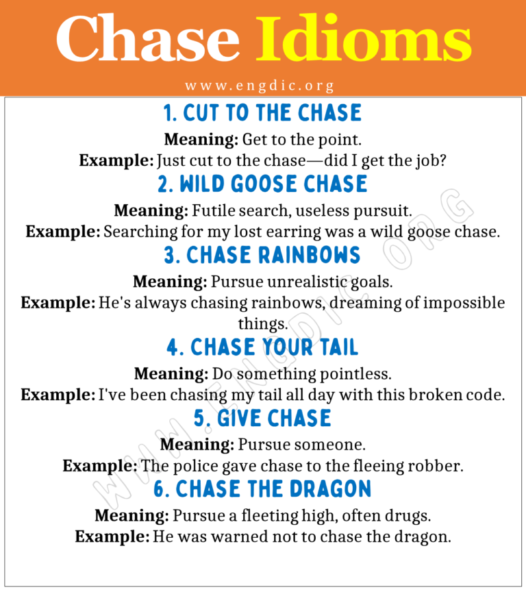 Chase Idioms (With Meaning and Examples) - EngDic
