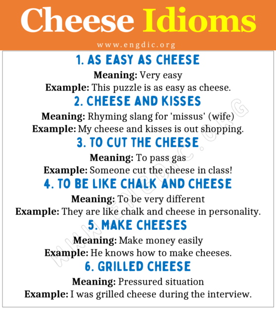 Cheese Idioms (With Meaning and Examples) - EngDic