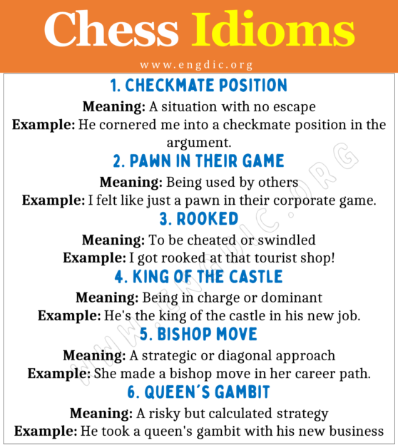Chess Idioms (With Meaning and Examples) - EngDic