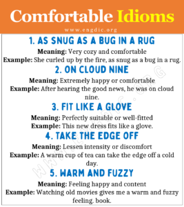 Idioms about Comfortable (With Meaning and Examples) - EngDic