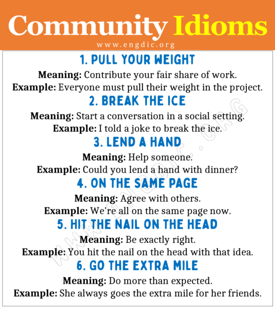 Community Idioms (With Meaning and Examples) - EngDic
