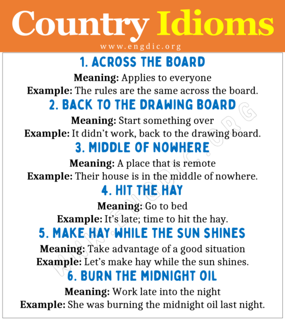 Idioms about Country (With Meaning and Examples) - EngDic