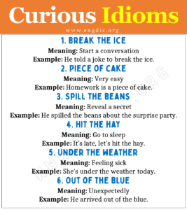 Curious Idioms (With Meaning and Examples) - EngDic