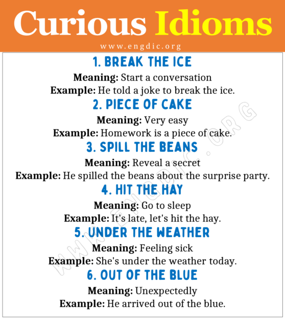 Curious Idioms (With Meaning and Examples) - EngDic