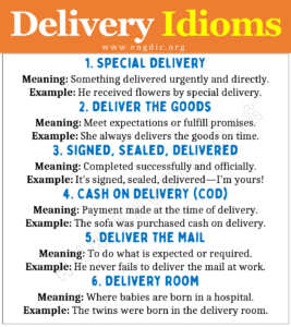 Delivery Idioms (With Meaning and Examples) - EngDic