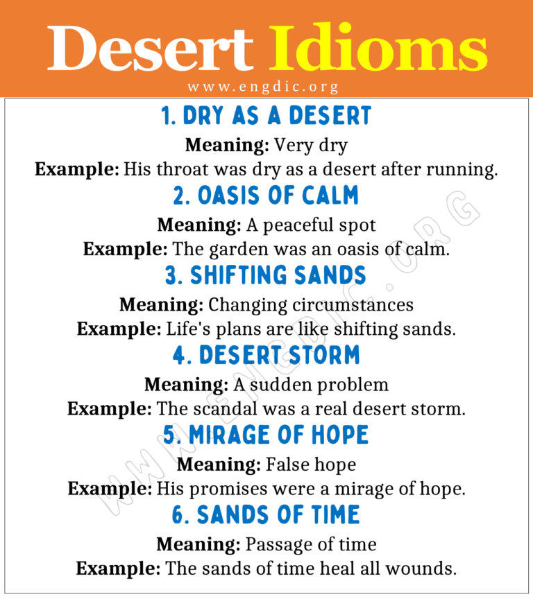 Desert Idioms (With Meaning and Examples) - EngDic