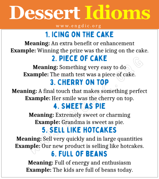 Idioms about Dessert (With Meaning and Examples) - EngDic