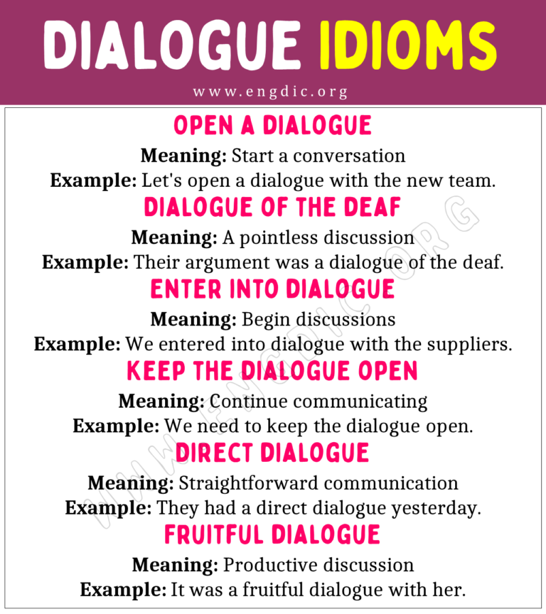 Dialogue Idioms (With Meaning and Examples) - EngDic
