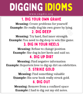 Digging Idioms (With Meaning and Examples) - EngDic