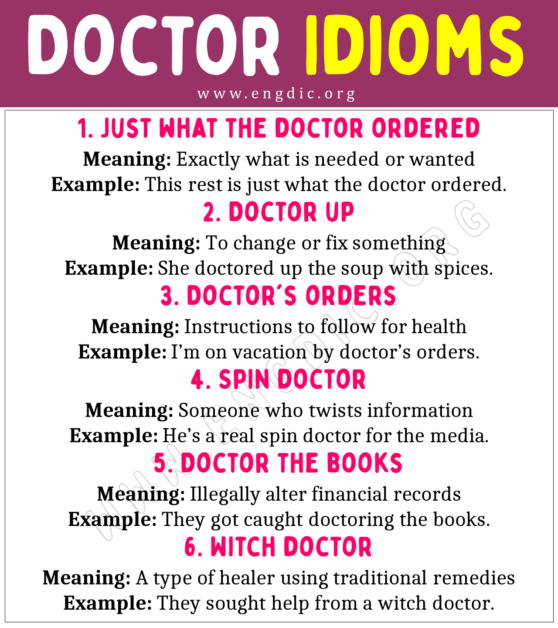 Doctor Idioms (With Meaning and Examples) - EngDic