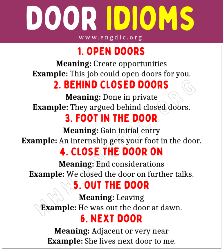 Door Idioms (With Meaning and Examples) - EngDic
