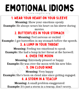 Emotional Idioms (With Meaning and Examples) - EngDic