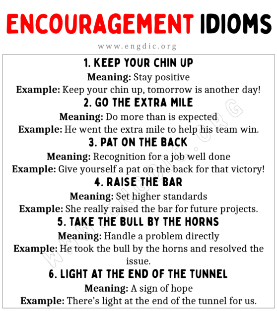 Encouragement Idioms (With Meaning and Examples) - EngDic