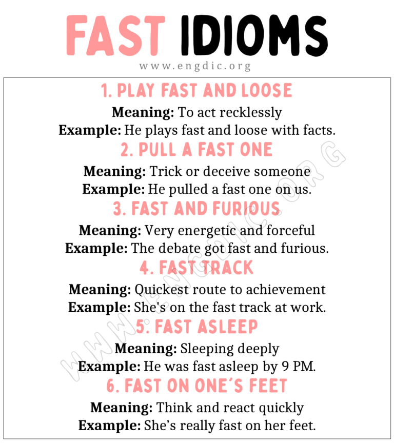 Fast Idioms (With Meaning and Examples) - EngDic
