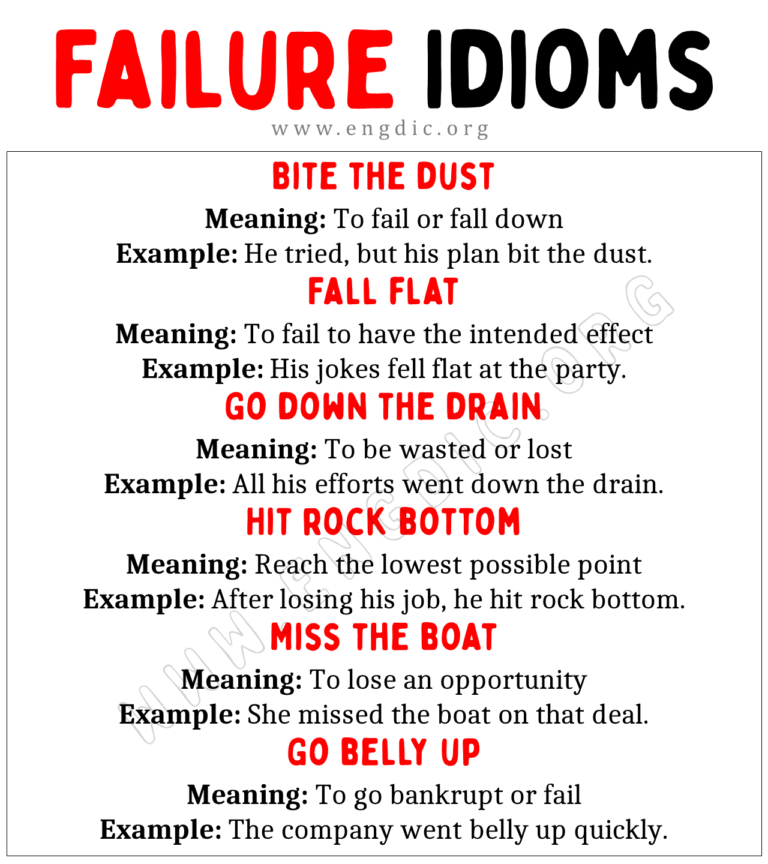 Failure Idioms (With Meaning and Examples) - EngDic