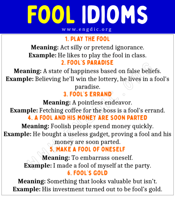 Fool Idioms (With Meaning and Examples) - EngDic