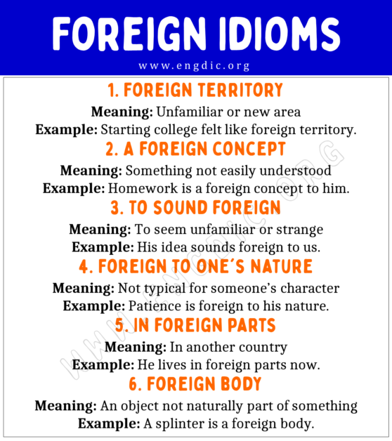 Foreign Idioms (With Meaning and Examples) - EngDic