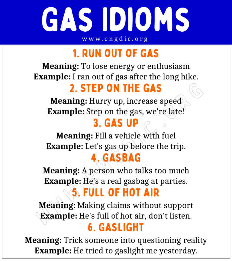 Gas Idioms (With Meaning and Examples) - EngDic
