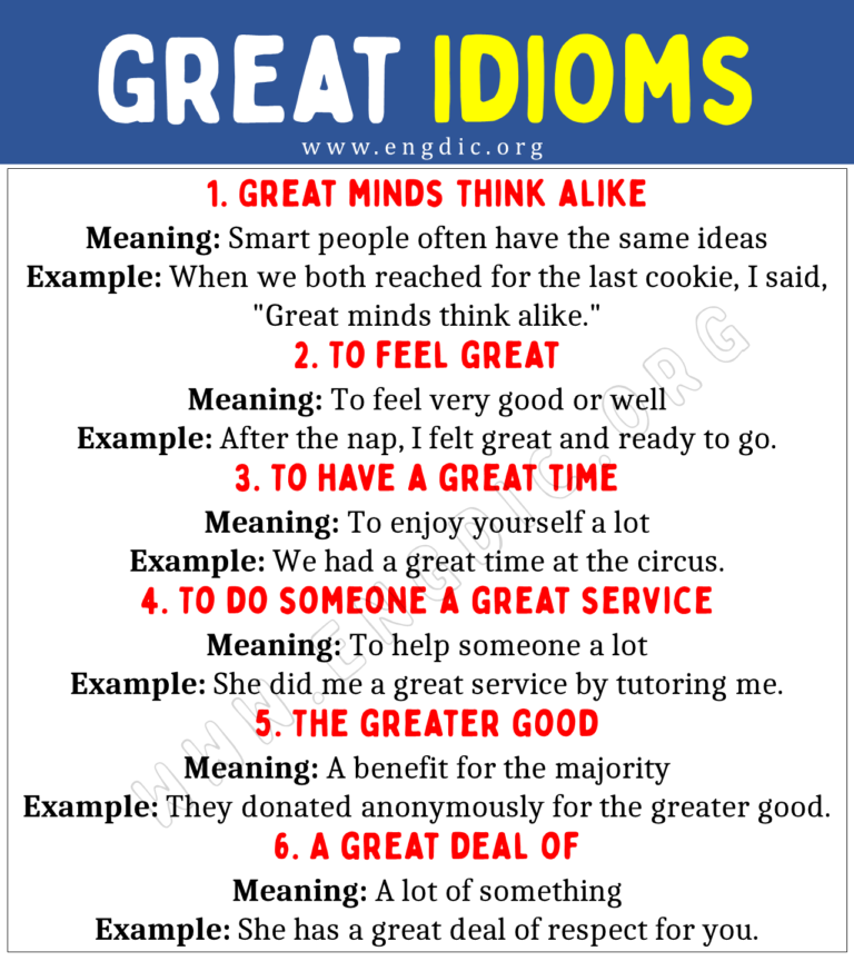 Great Idioms (With Meaning and Examples) - EngDic