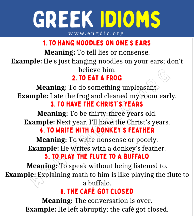 Greek Idioms in English (With Meaning and Examples) - EngDic