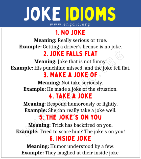 Joke Idioms (With Meaning and Examples) - EngDic
