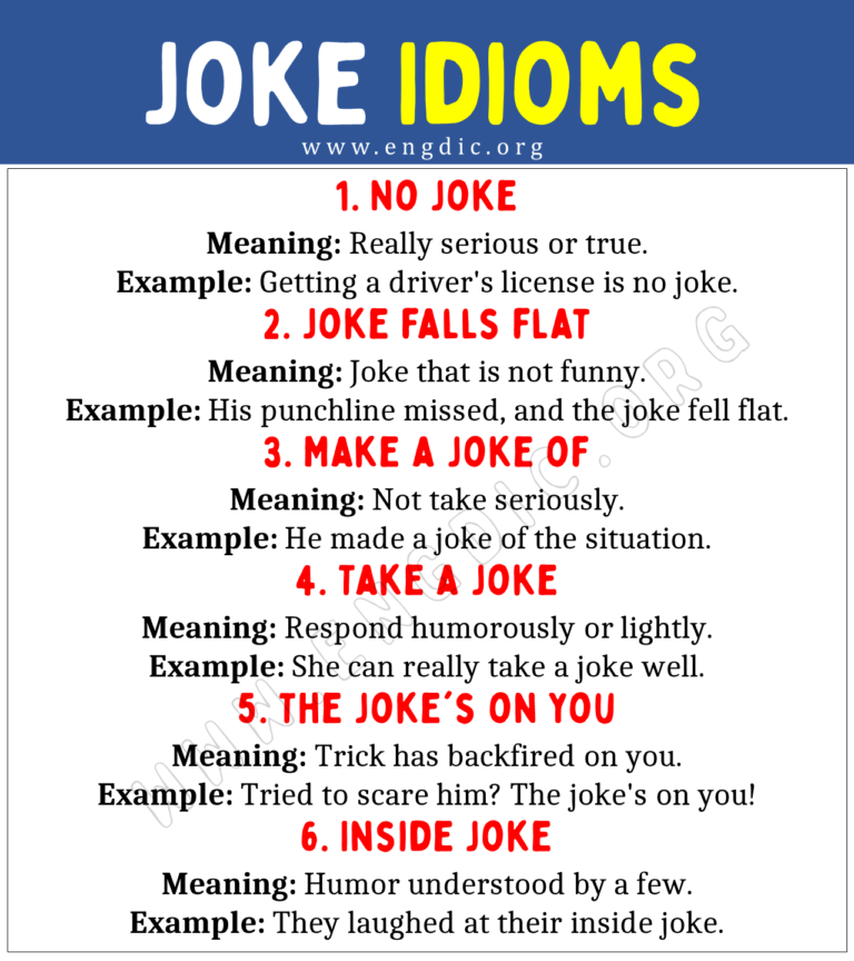 Joke Idioms (With Meaning and Examples) - EngDic