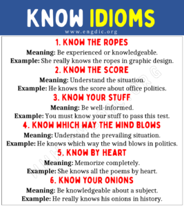 Know Idioms (With Meaning and Examples) - EngDic