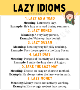 Lazy Idioms (With Meaning and Examples) - EngDic