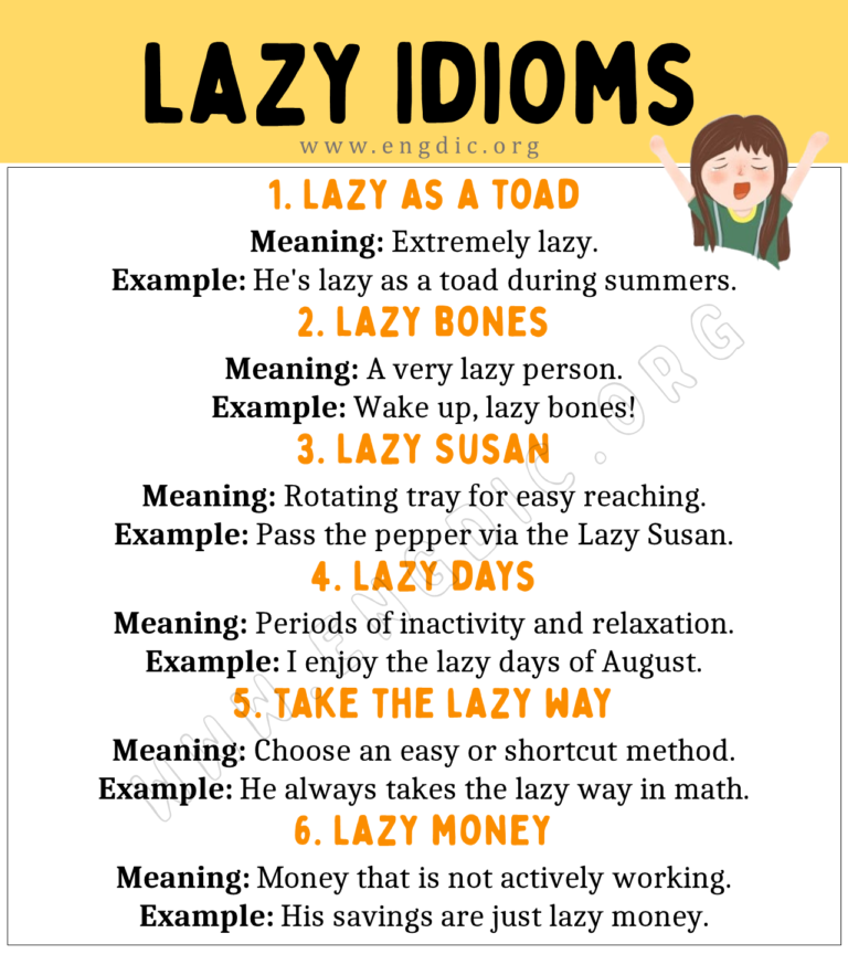 Lazy Idioms (With Meaning and Examples) - EngDic