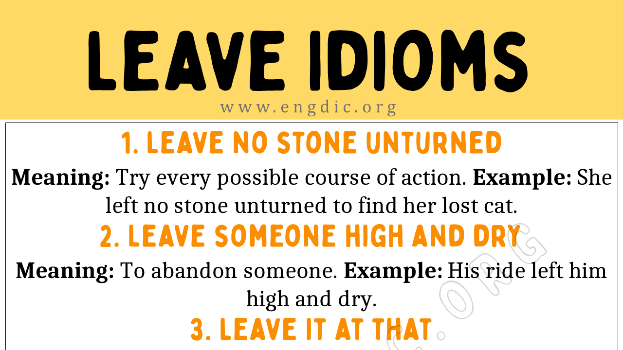 Leave Idioms (With Meaning and Examples) - EngDic