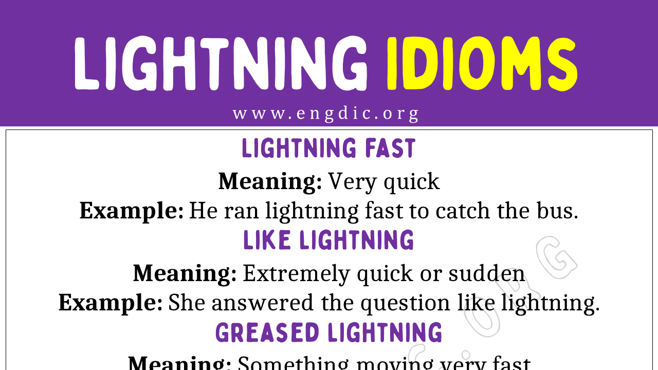Lightning Idioms (With Meaning and Examples) - EngDic