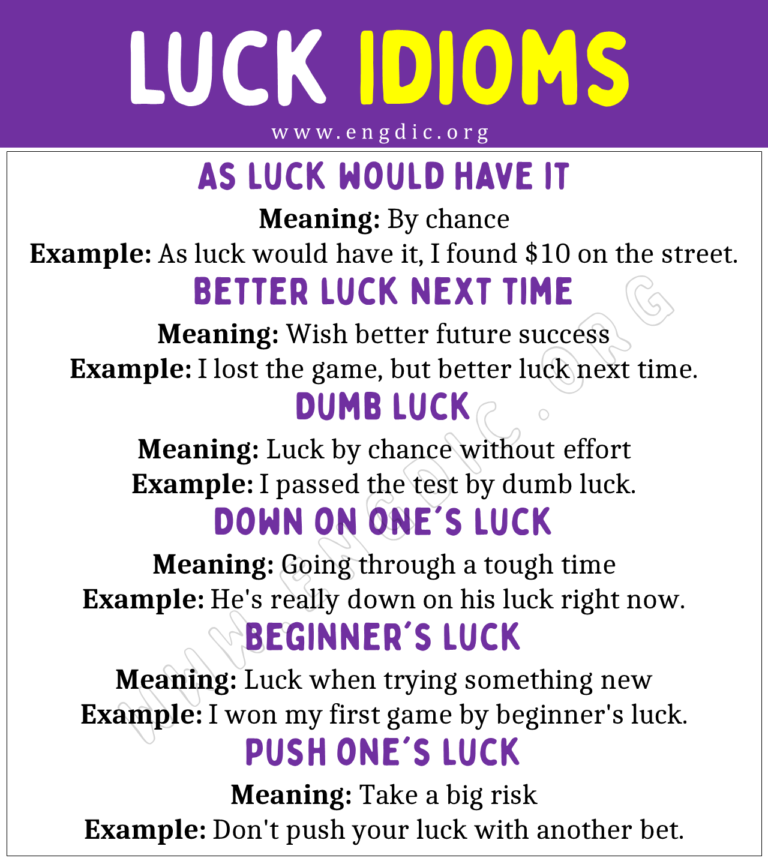 Luck Idioms (With Meaning and Examples) - EngDic