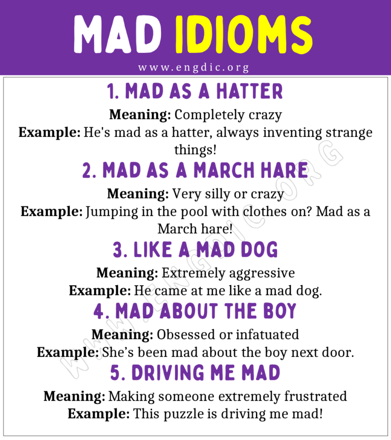 Mad Idioms (With Meaning and Examples) - EngDic