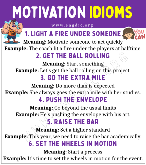 Motivation Idioms (With Meaning and Examples) - EngDic