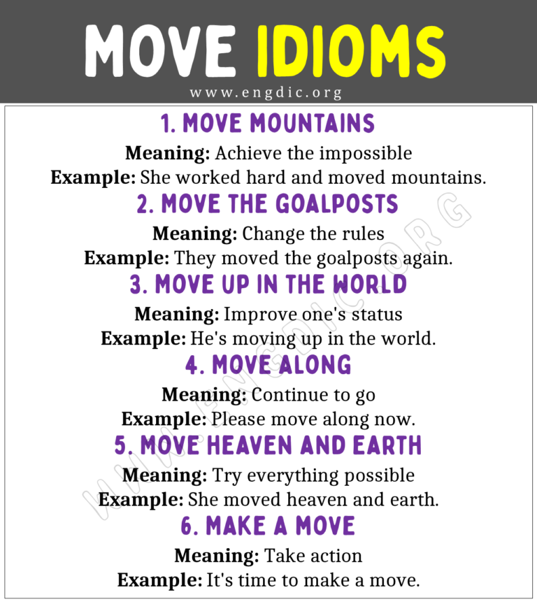 Move Idioms (With Meaning and Examples) - EngDic