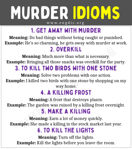 Murder Idioms (With Meaning and Examples) - EngDic
