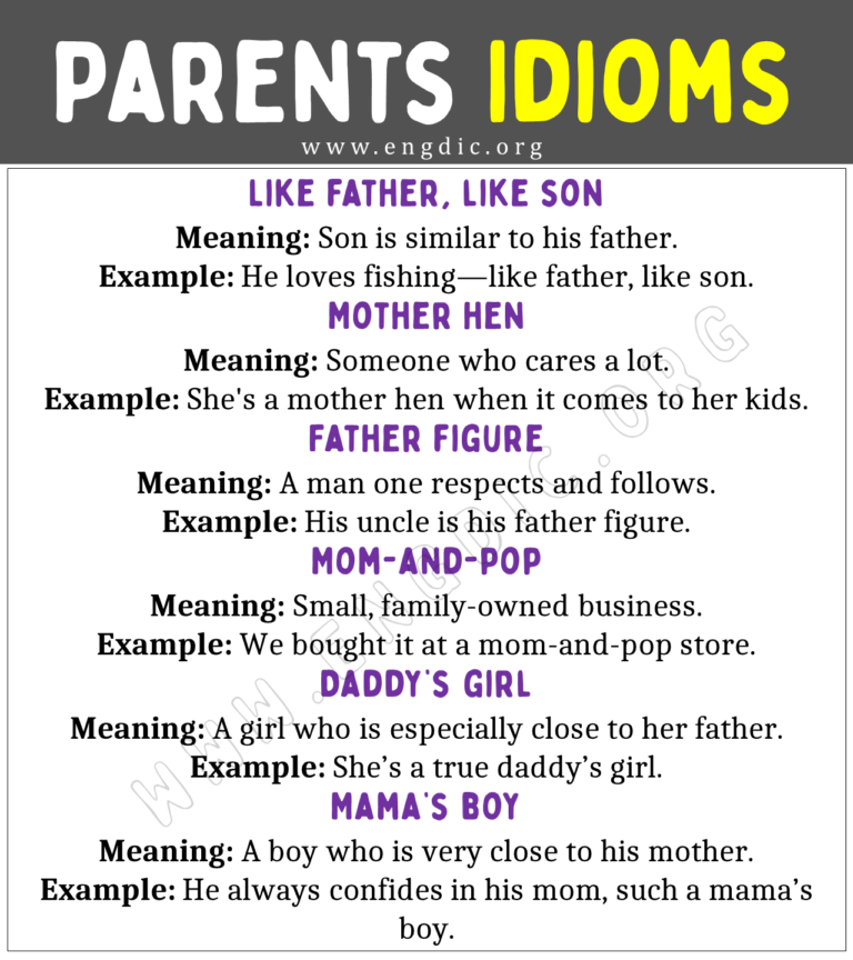 Parents Idioms (With Meaning and Examples) - EngDic