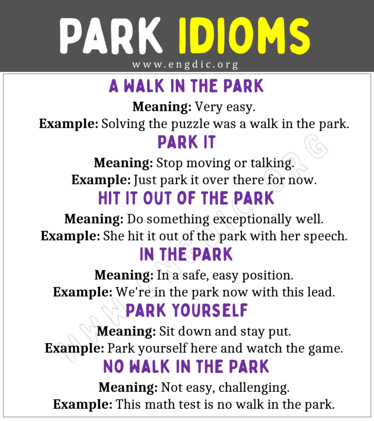 Park Idioms (With Meaning and Examples) - EngDic