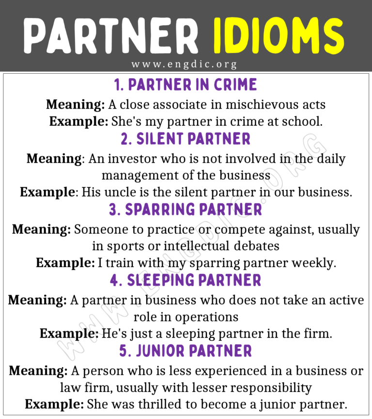 Partner Idioms (With Meaning and Examples) - EngDic