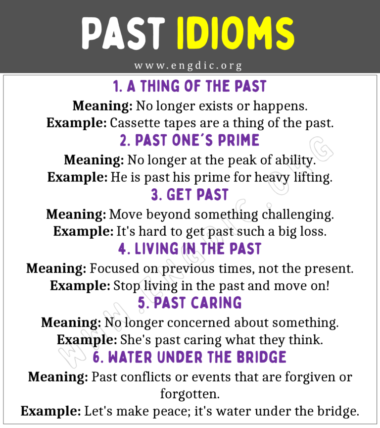 Past Idioms (With Meaning and Examples) - EngDic