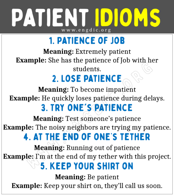 Patient Idioms (With Meaning and Examples) - EngDic