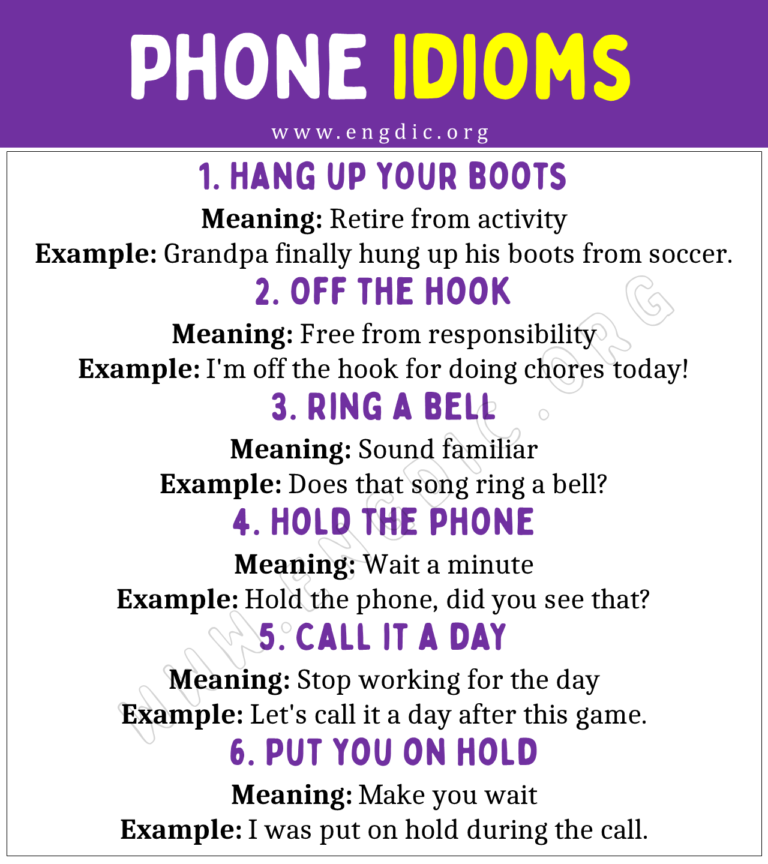 Phone Idioms (With Meaning and Examples) - EngDic