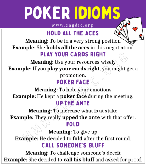Poker Idioms (With Meaning and Examples) - EngDic