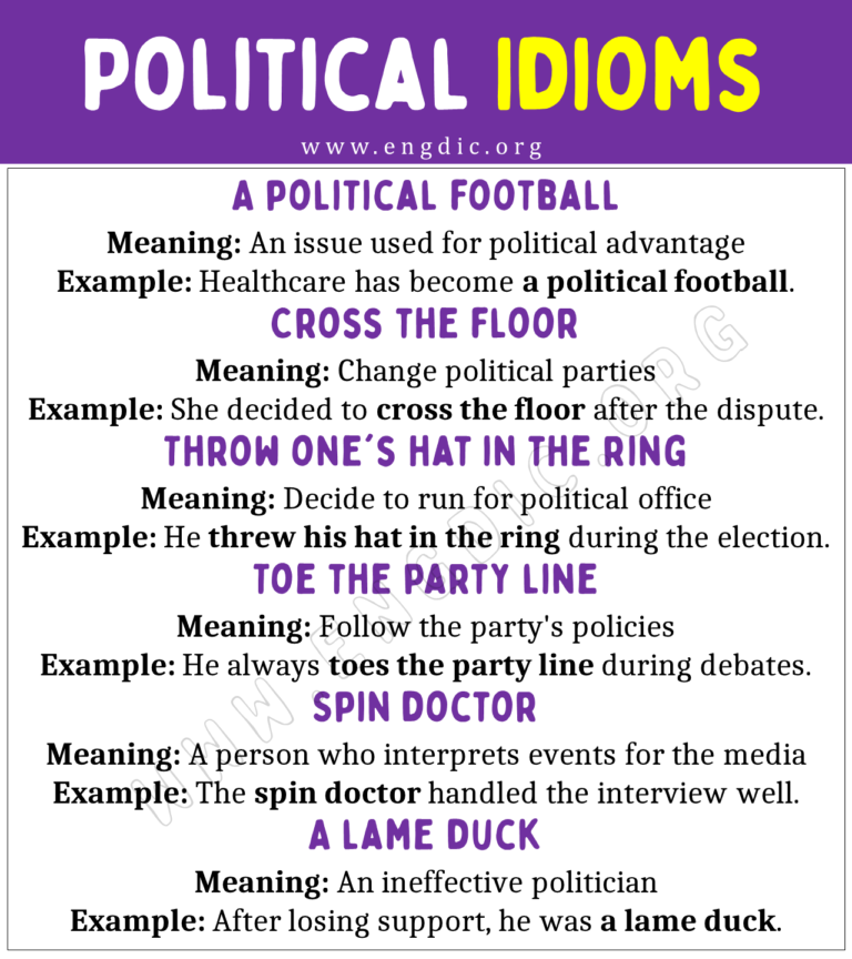 Political Idioms (With Meaning and Examples) - EngDic