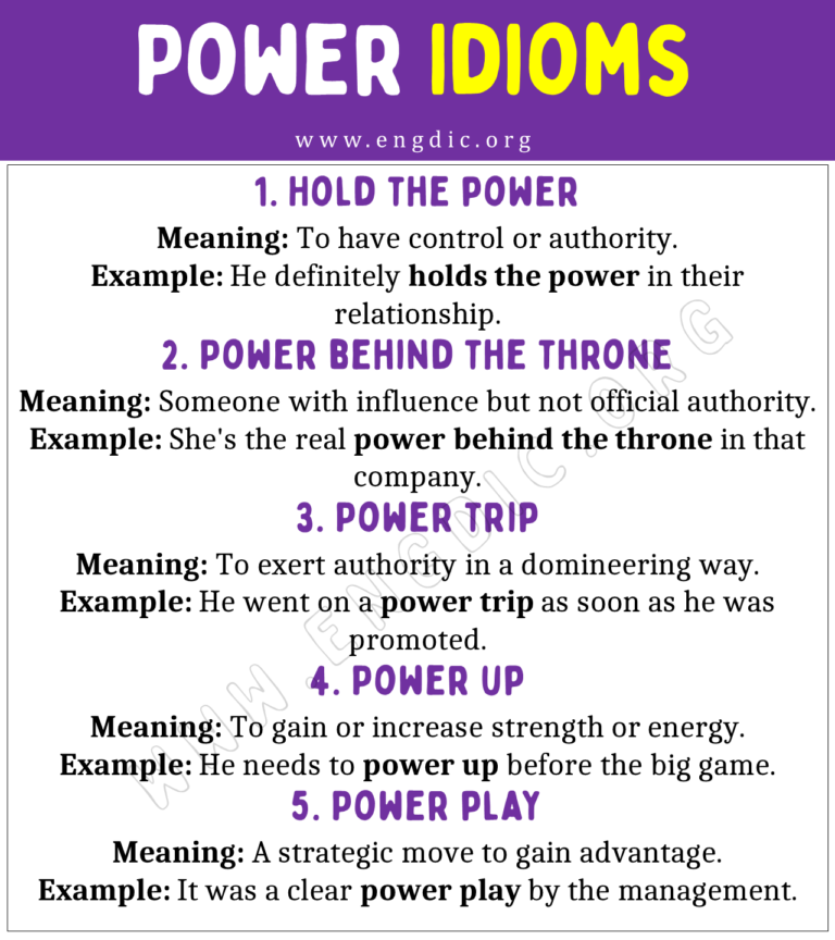 Power Idioms (With Meaning and Examples) - EngDic